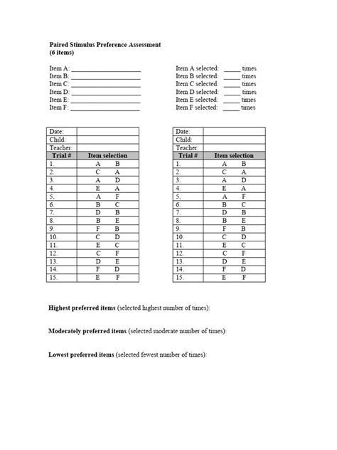 Paired Stimulus Preference Assessment Pdf