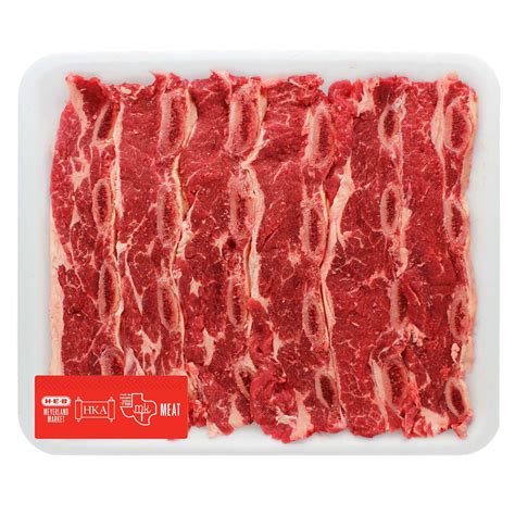 H E B Kosher Beef Chuck Flanken Ribs Bone In Value Pack Shop Beef At