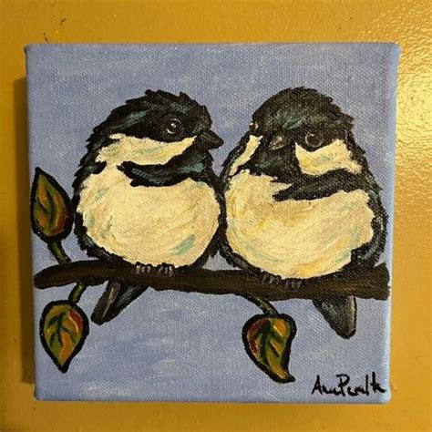 Chickadee Acrylic Art6x6x15 Acrylic Pair Etsy Chickadee Etsy Acrylic