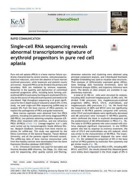 Pdf Single Cell Rna Sequencing Reveals Abnormal Transcriptome