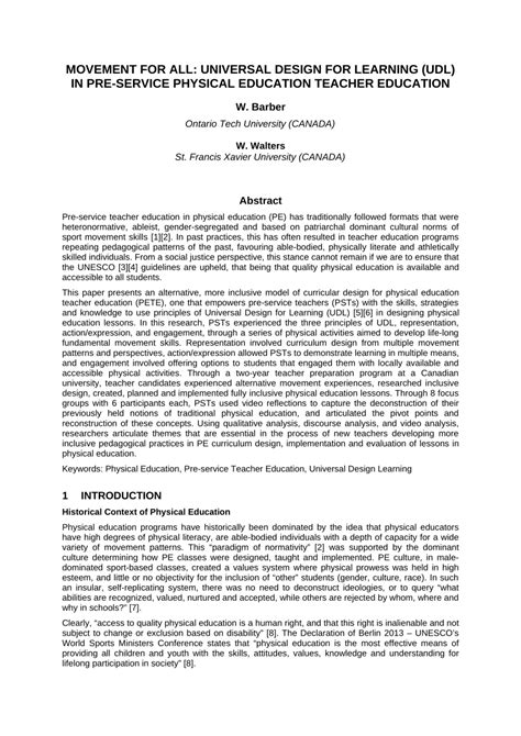 Pdf Movement For All Universal Design For Learning Udl In Pre