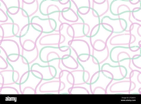 Naive Cute Squiggle Seamless Pattern Creative Pink And Green Abstract Doodle Style Drawing