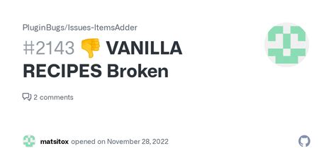👎 Vanilla Recipes Broken · Issue 2143 · Pluginbugsissues Itemsadder