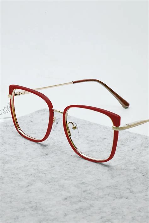 95618 Rectangle Red Eyeglasses Frames Leoptique