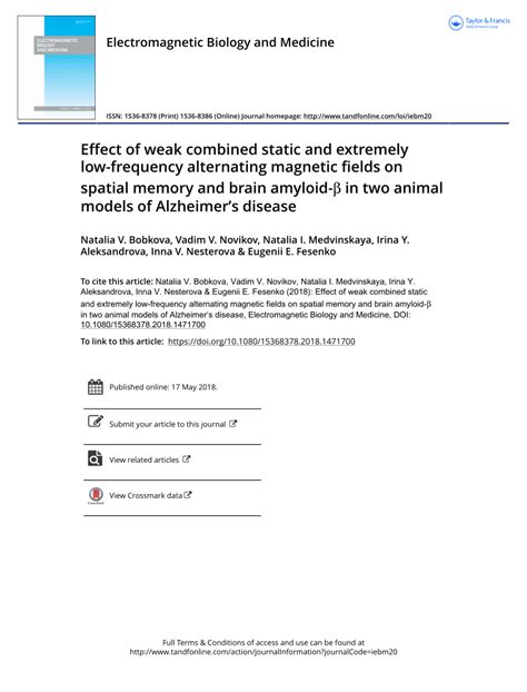 Pdf Effect Of Weak Combined Static And Extremely Low Frequency Alternating Magnetic Fields On