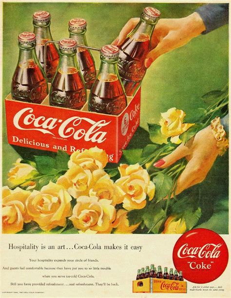 Coca Cola Vintage Print 1950s With Roses Classic Coke Ad Vintage