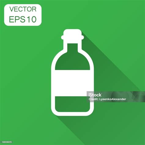 물 병 플랫 스타일에서 아이콘입니다 플라스틱 소 다 병 벡터 일러스트 긴 그림자입니다 액체 물 비즈니스 개념입니다 0명에 대한 스톡 벡터 아트 및 기타 이미지 Istock