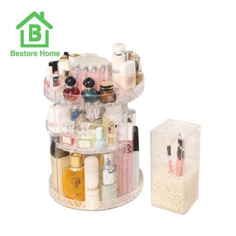 Bestore Home ชั้นวางเครื่องสำอาง ทรงกลม หมุนได้ 360 องศา ใส่ได้หลายช่อง