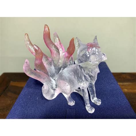 【通天寶】高檔彩虹琉璃【粉尾九尾狐】古法琉璃 精工細作 流光溢彩 變幻瑰麗 招桃花 旺姻緣 風水擺件 狐狸擺件 J77 露天市集 全台