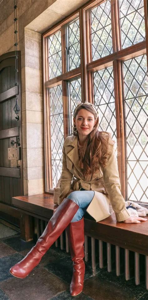 Trench Coat Light Jeans Brown Riding Boots Knee Boots Outfit High