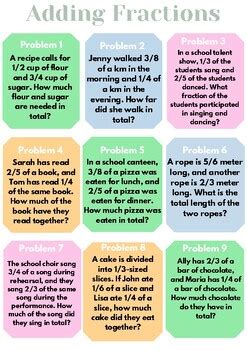 Adding Fractions Worded Problems By The Creative Inspired Classroom