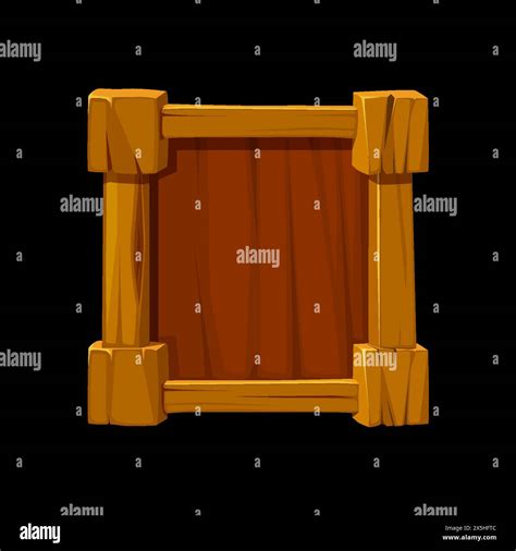 Wooden Game Frame Or Border Brown Plank And Panel For 2d Game Interface Design And Ui Element