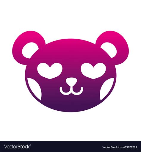 Silhouette Enamored Bear Head Cute Animal Vector Image