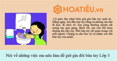 Top 6 Nói Về Những Việc Em Nên Làm để Giữ Gìn đôi Bàn Tay Siêu Hay Lớp 3