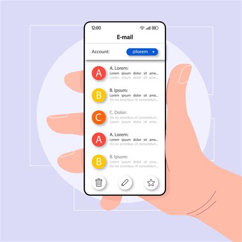 Email Exchange Smartphone Interface Vector Template Mobile App Page Color Design Layout E Mail