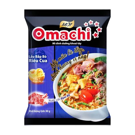 Giảm Combo gói mì gói ăn liền khoai tây Omachi mì tôm g vị bò hầm sườn hầm ngũ quả