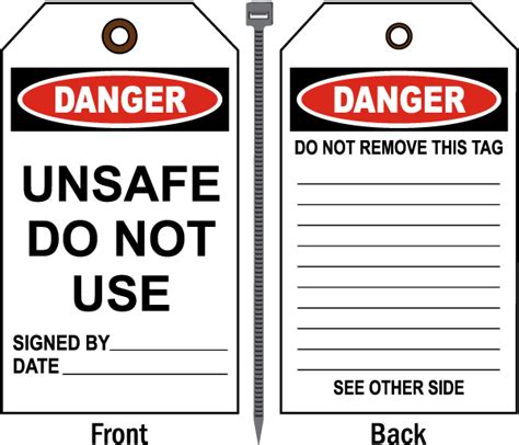 Danger Unsafe Do Not Use Tag B4902 By SafetySign