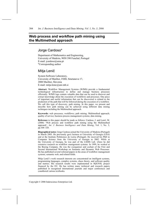 pdf web process and workflow path mining using the multimethod approach