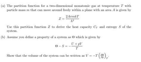 Solved A The Partition Function For A Two Dimensional Chegg