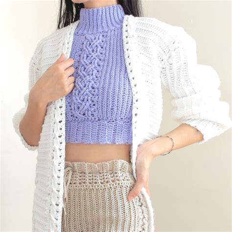 Crochet Cropped Turtleneck Video Tutorial By TCDDIY Crochet Cable
