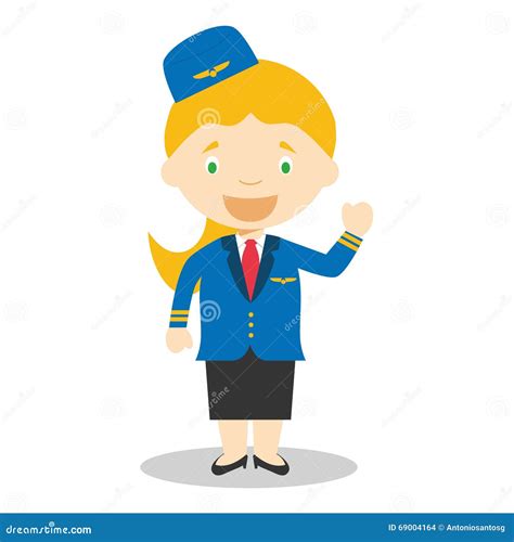 Милая иллюстрация вектора шаржа Stewardess или стюардессы Иллюстрация