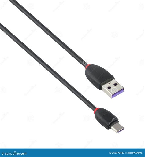 Cable With USB And Type C Connector Isolated On White Background Stock Illustration