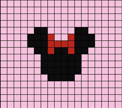 Minnie Mouse Head Pixel Art Pixel Art Pattern Easy Pixel Art Pixel Art