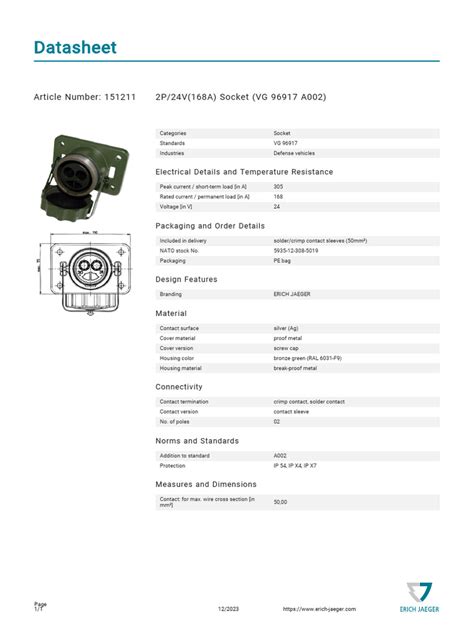 Data Sheet Jaeger 151211 Pdf