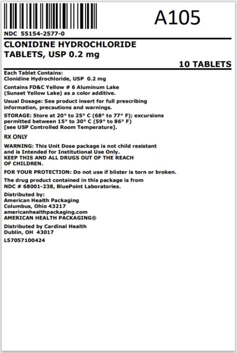 Clonidine Package Insert
