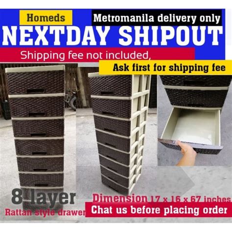 Plt Rattan Style Slim Drawer 4layer 5layer 8layer Space Saver