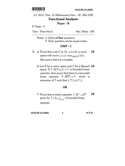 Msc 2392 Functional Analysis Paper Ii Pdf