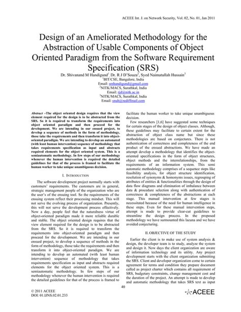 Design Of An Ameliorated Methodology For The Abstraction Of Usable