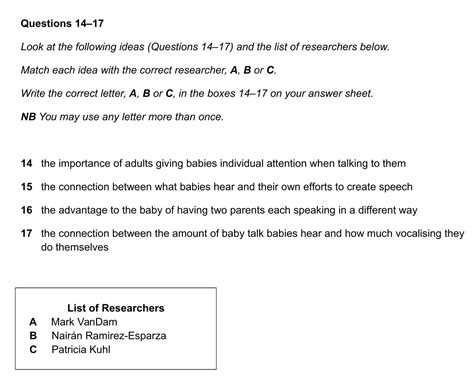 Ielts Reading Name Matching Questions Ielts Jacky