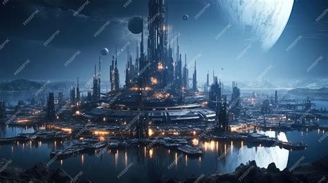 Premium Ai Image Enormous Space Station Encircled By Orbital