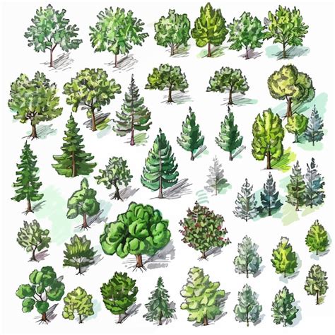 Uma Coleção De Diferentes Tipos De Plantas Incluindo Plantas E árvores