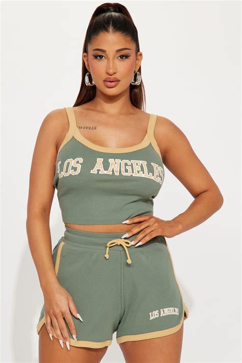 Los Angeles Baddie Short Set Sage Fashion Nova