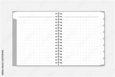Open Spiral Grid Lined Notebook With Divider Tabs Vector Mockup Wire Open Spiral Grid Lined Notebook With Divider Tabs Vector Mockup Wire