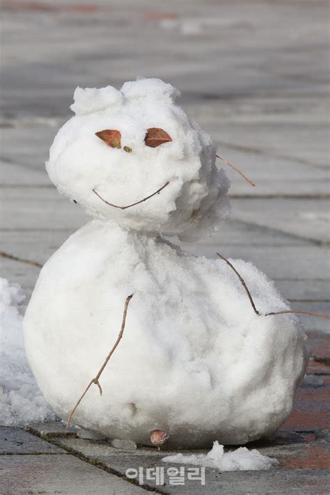 [포토]포근한 날씨가 걱정되는 눈사람
