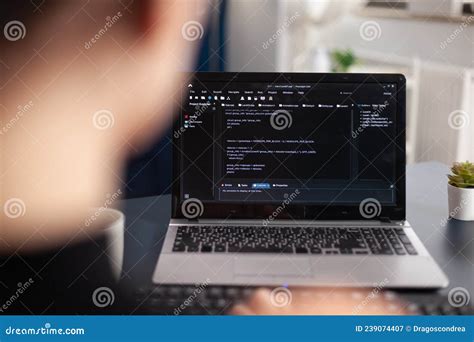 Freelancer Writing Code On Laptop Using Keyboard Stock Image Image Of Monitor Programmer