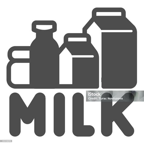 乳製品和銘文牛奶固體圖標乳製品概念紙袋和瓶子與牛奶標誌的白色背景奶製品圖標在字形風格向量圖形向量圖形及更多互聯網圖片 Istock