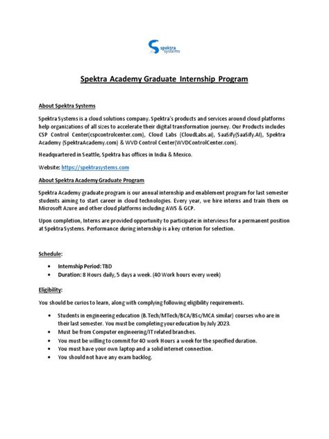 Spektra Academy Graduate 2023 Reva Pdf Cloud Computing Internship