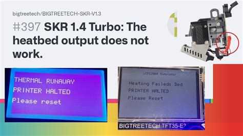 Heating Failed PRINTER HALTED Please Reset - SKR V1.4 Cambio de Mosfet de Cama - YouTube