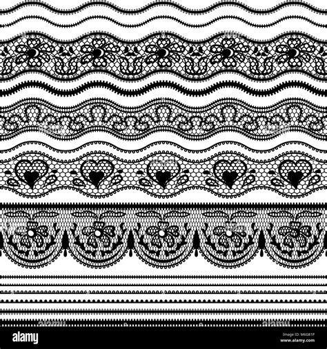 Lace Seamless Borders Vector Set Of Elements For Design Stock Vector