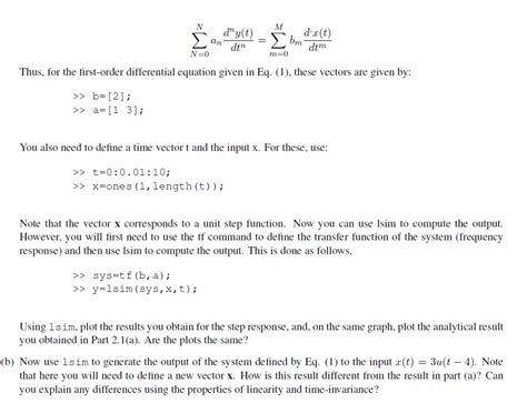 Solved 22 Matlab Simulation Of A First Order System In This