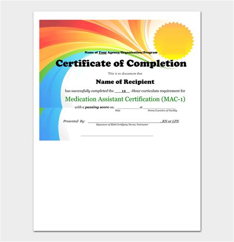 Free Certificate Of Completion Templates And Examples DocFormats Com
