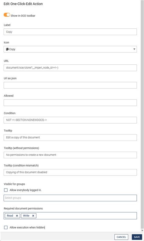 One Click Edit Admin