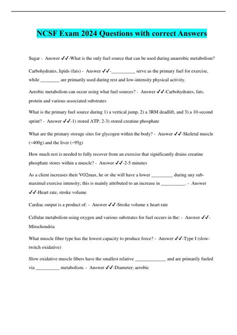 Ncsf Exam 2024 Questions With Correct Answers Ncsf Stuvia Us