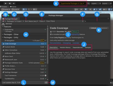 Package Manager 窗口 Unity 手册