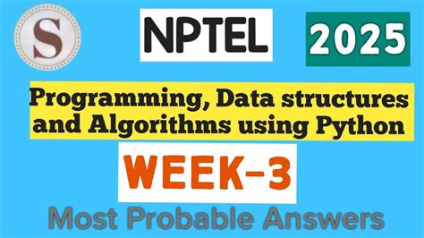 programming data structures and algorithms using python nptel week