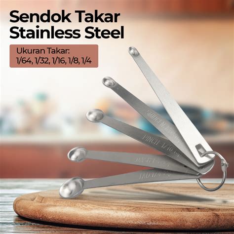 Houseen Sendok Takar Teh Stainless Steel Measuring Spoon 5 Pcs S301